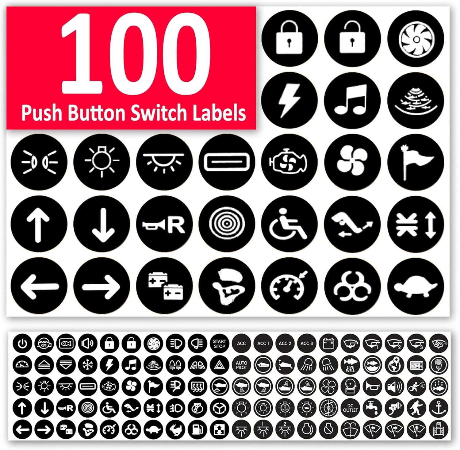 LV 100 Pcs Round 0.5 inch Push Button Replacement for Blue Sea Toggle ...