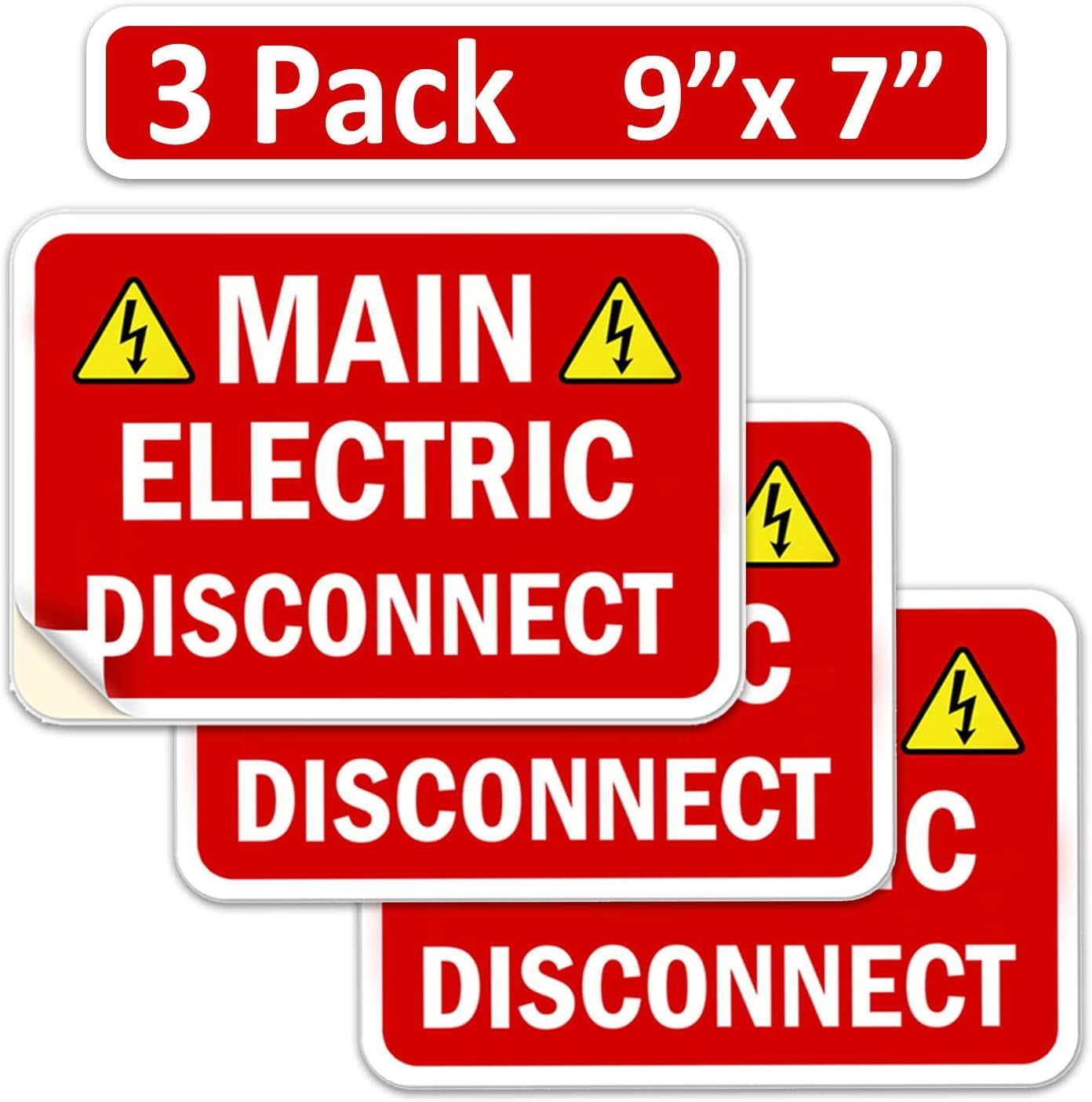 LV 3 Pack 9" X 7" Main Electrical Disconnect Sticker Service Label ...