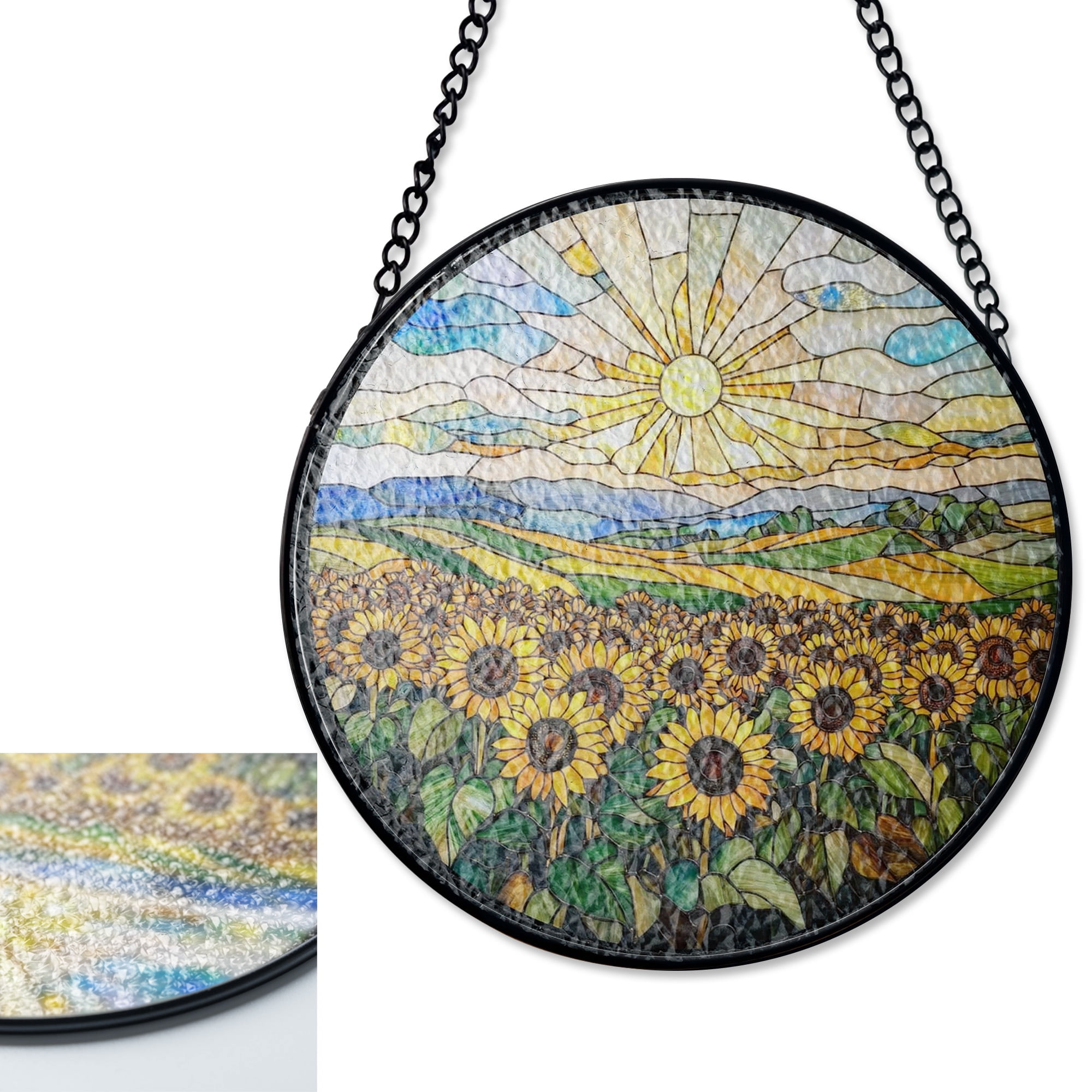 LV Gifts Boho Mandala Zen Suncatcher, Spiritual Stained Glass Style UV ...