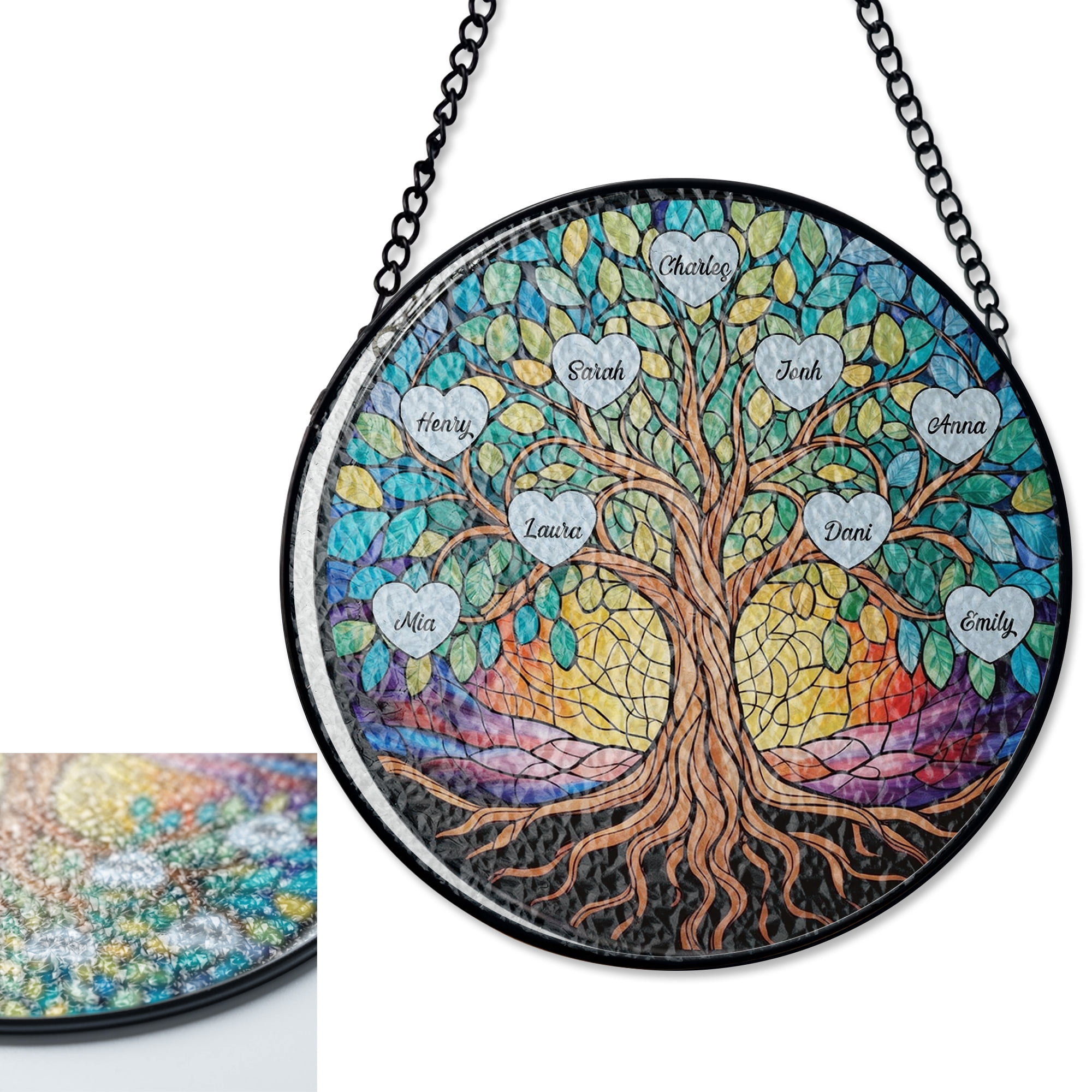 LV Gifts Custom Tree of Life Sun Catcher, Stained Glass Style UV ...