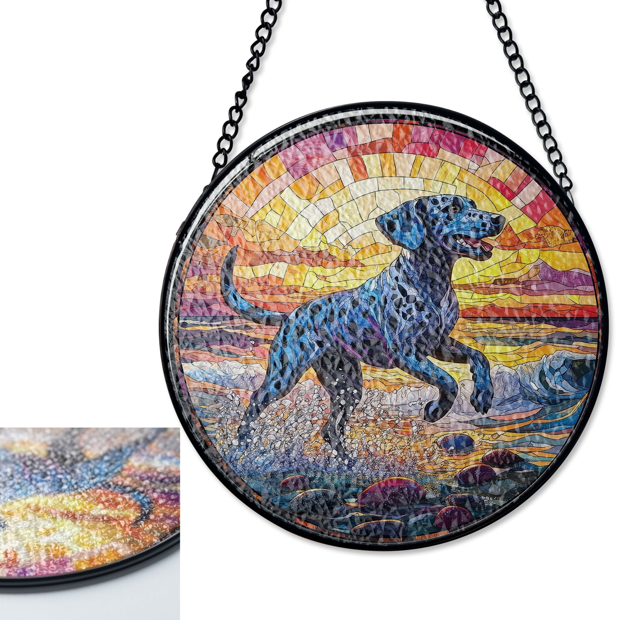 LV Gifts Dalmatian Dog Beach Sun Catcher, Stained Glass Style UV ...