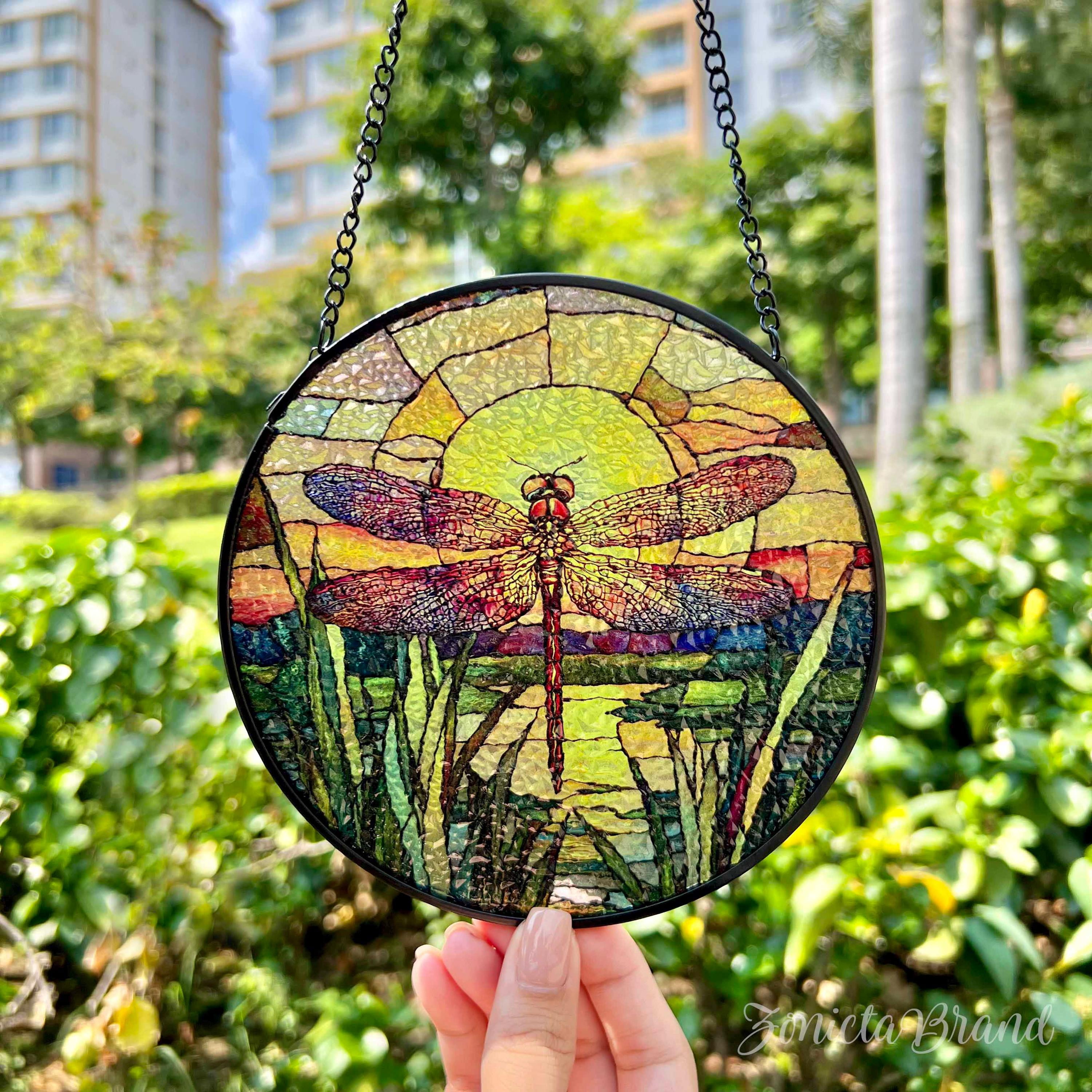 Dragonfly Stained Glass Suncatcher, Insect Window Hanging, Dragonfly ...
