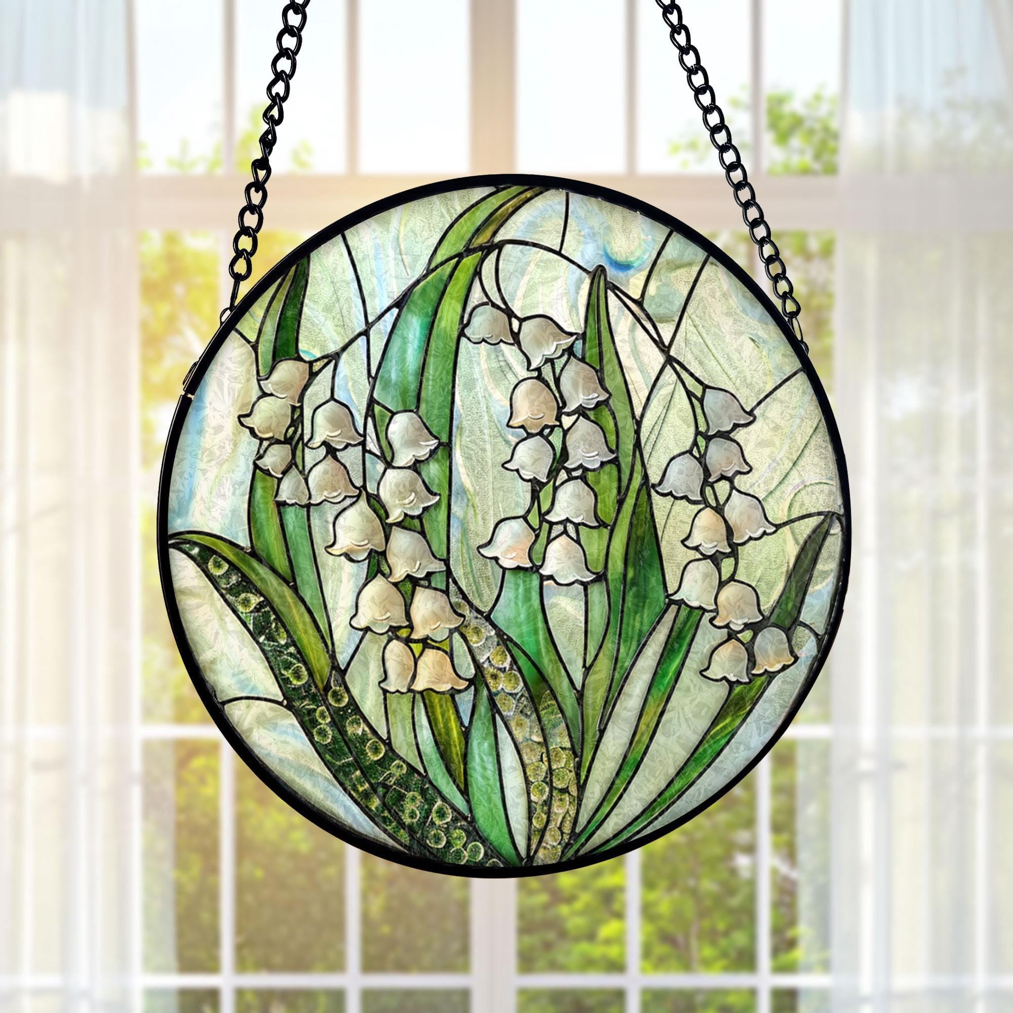 LV Gifts Morning Glory Stained Glass Suncatcher, Purple Blue Floral ...