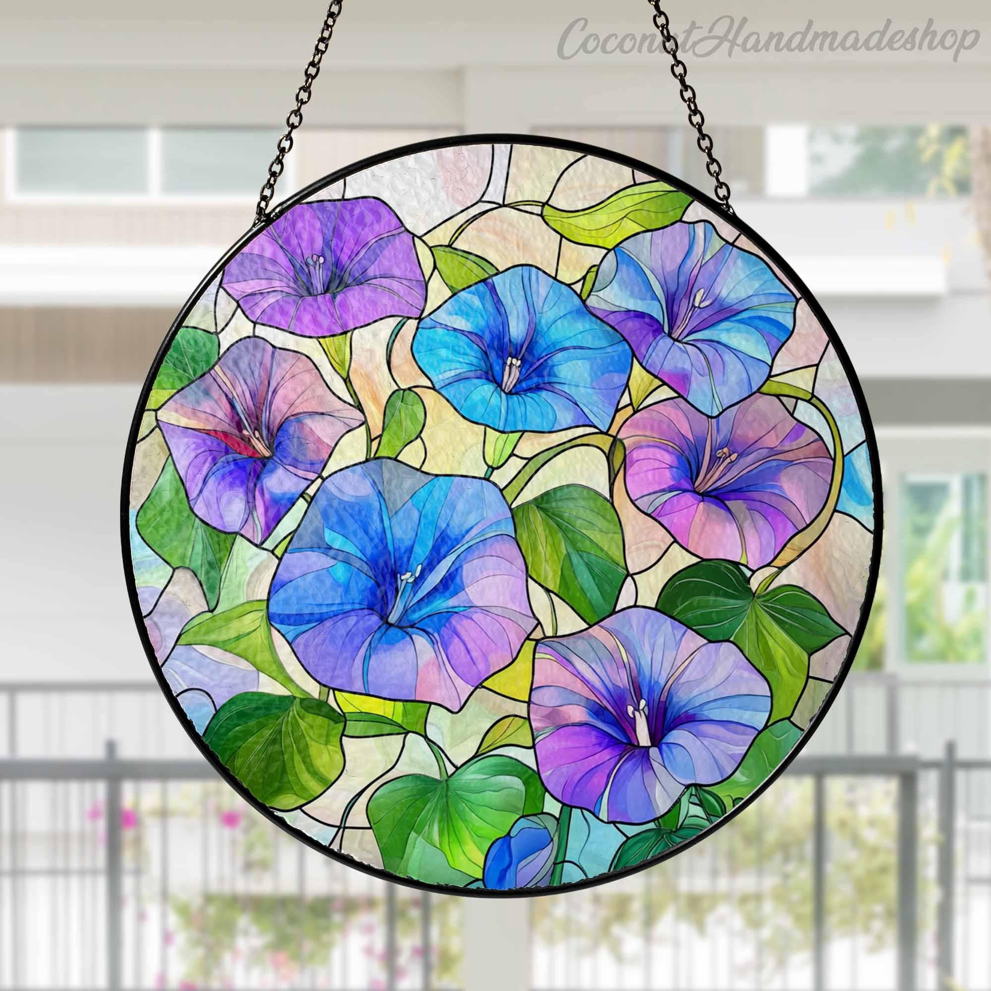 LV Gifts - Morning Glory Suncatcher, September Birth Flower Stained ...
