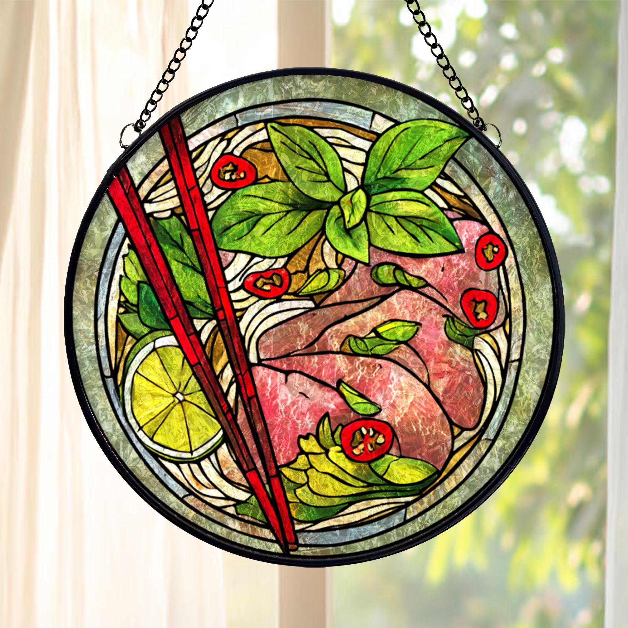 LV Gifts Pho Bowl Stained Glass Suncatcher, Vietnamese Food Window Art ...