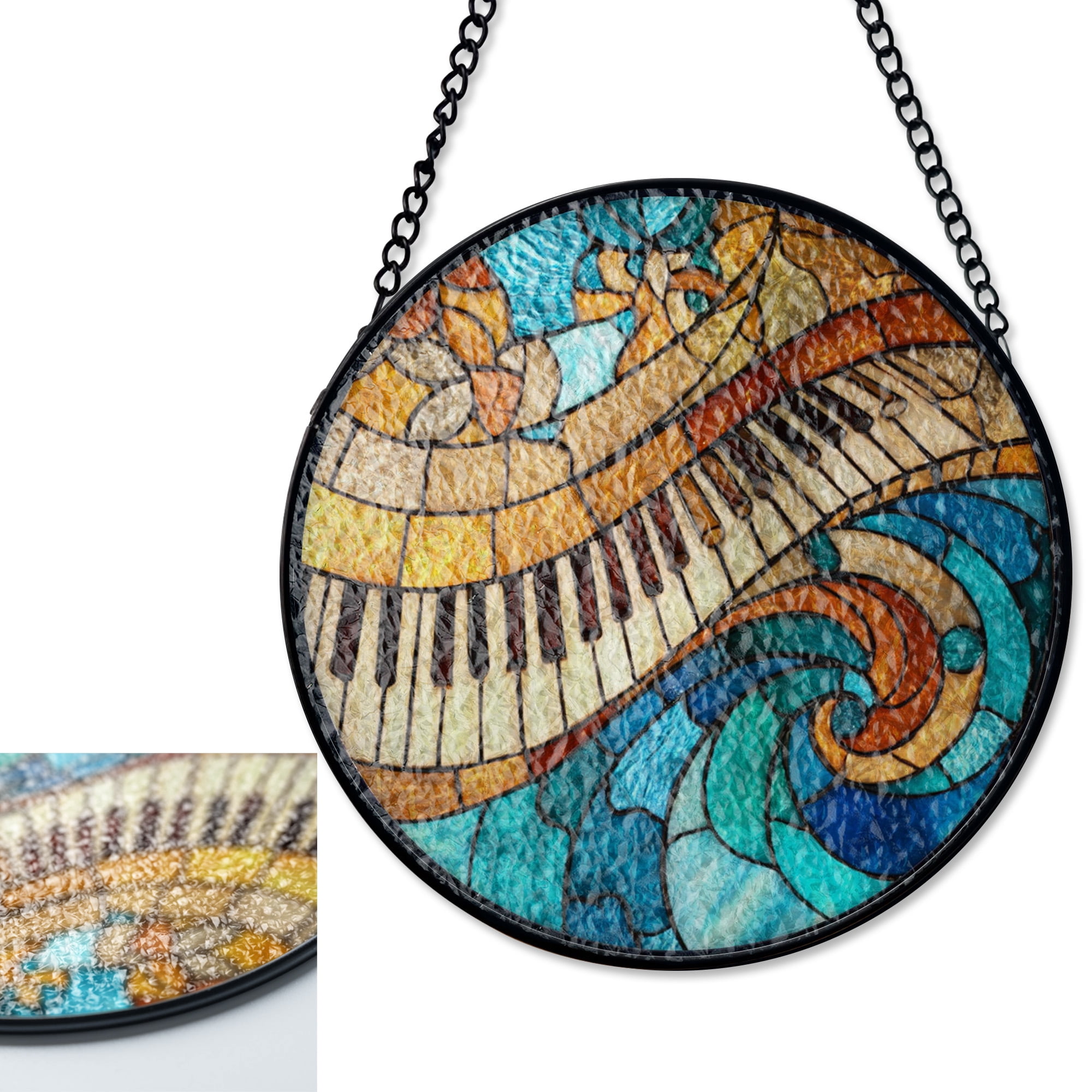 LV Gifts Piano Keys Musical Sun Catcher, Stained Glass Style UV Printed ...