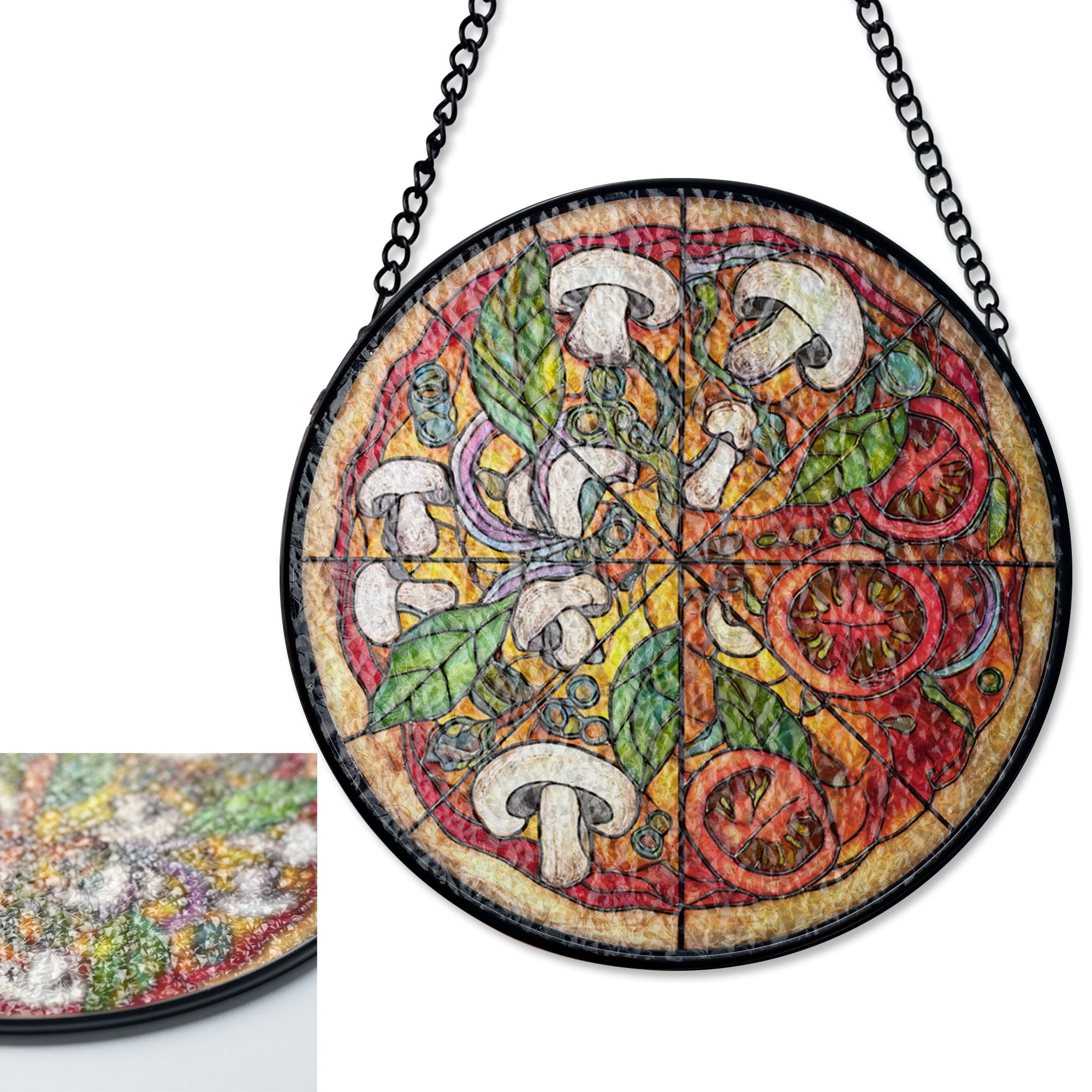 LV Gifts Pizza Foodie Kitchen Suncatcher, Italian Stained Glass Style ...