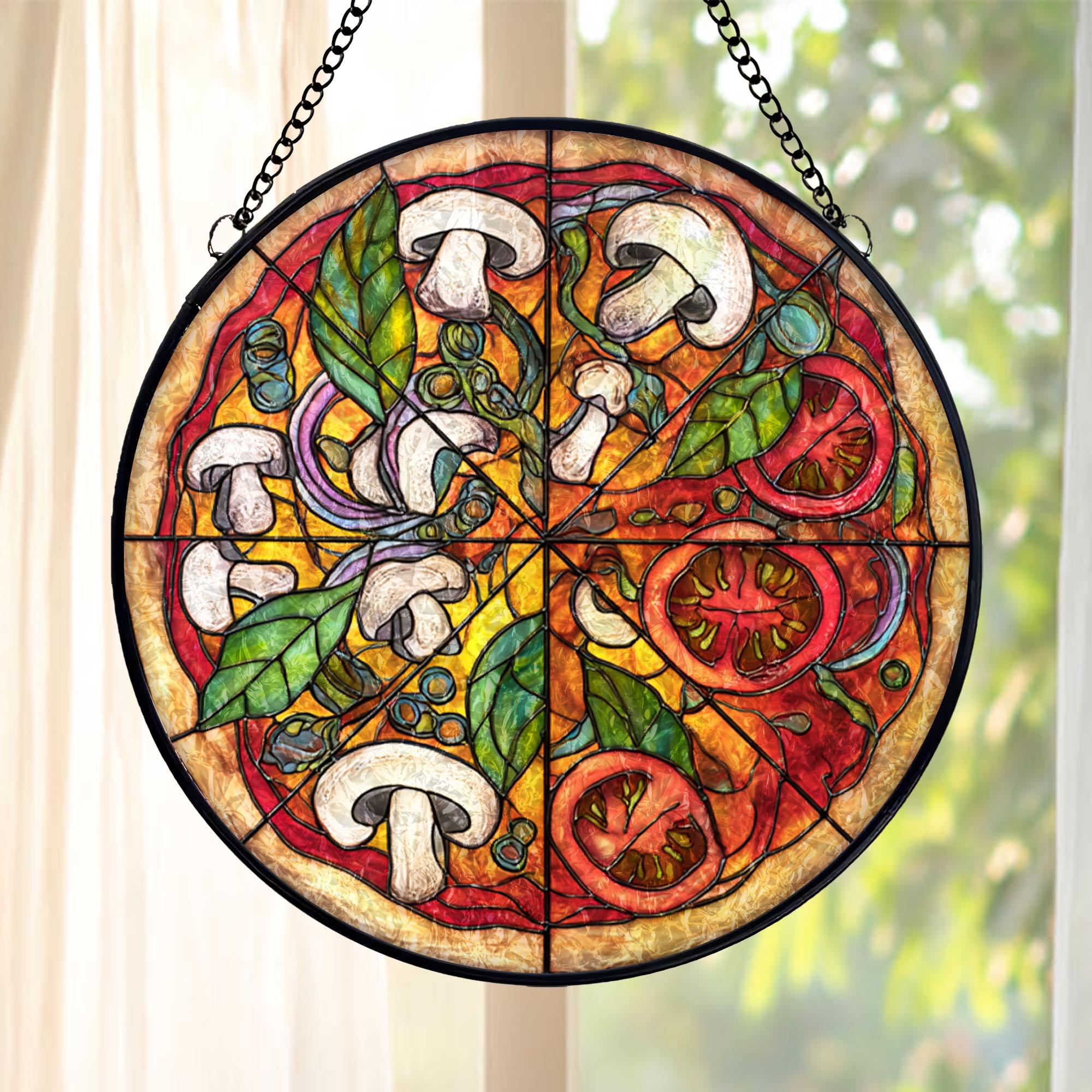 LV Gifts Pizza Stained Glass Suncatcher, Foodie Window Decor, Kitchen ...