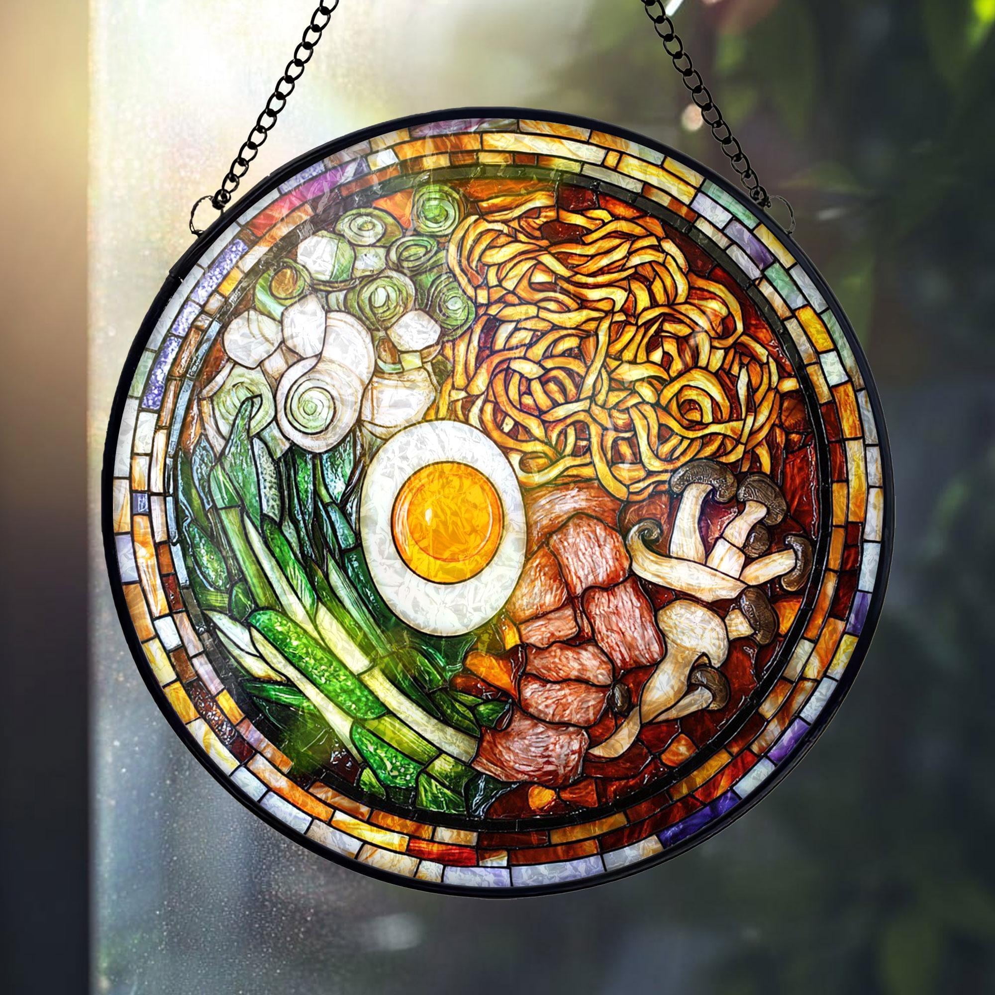 LV Gifts Ramen Bowl Glass Suncatcher, Stained Glass Noodle Soup Window ...