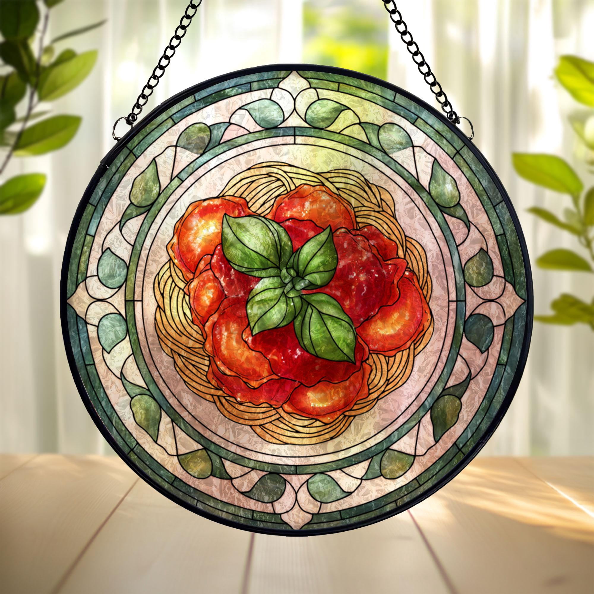 Pasta Suncatcher, Stained Glass Style Acrylic Window Hanging, Italian ...