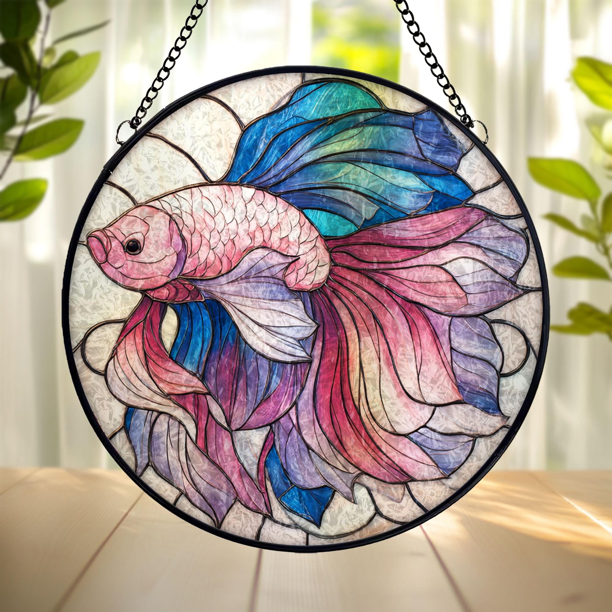 Betta Fish Suncatcher, Stained Glass Style Acrylic Window Hanging ...