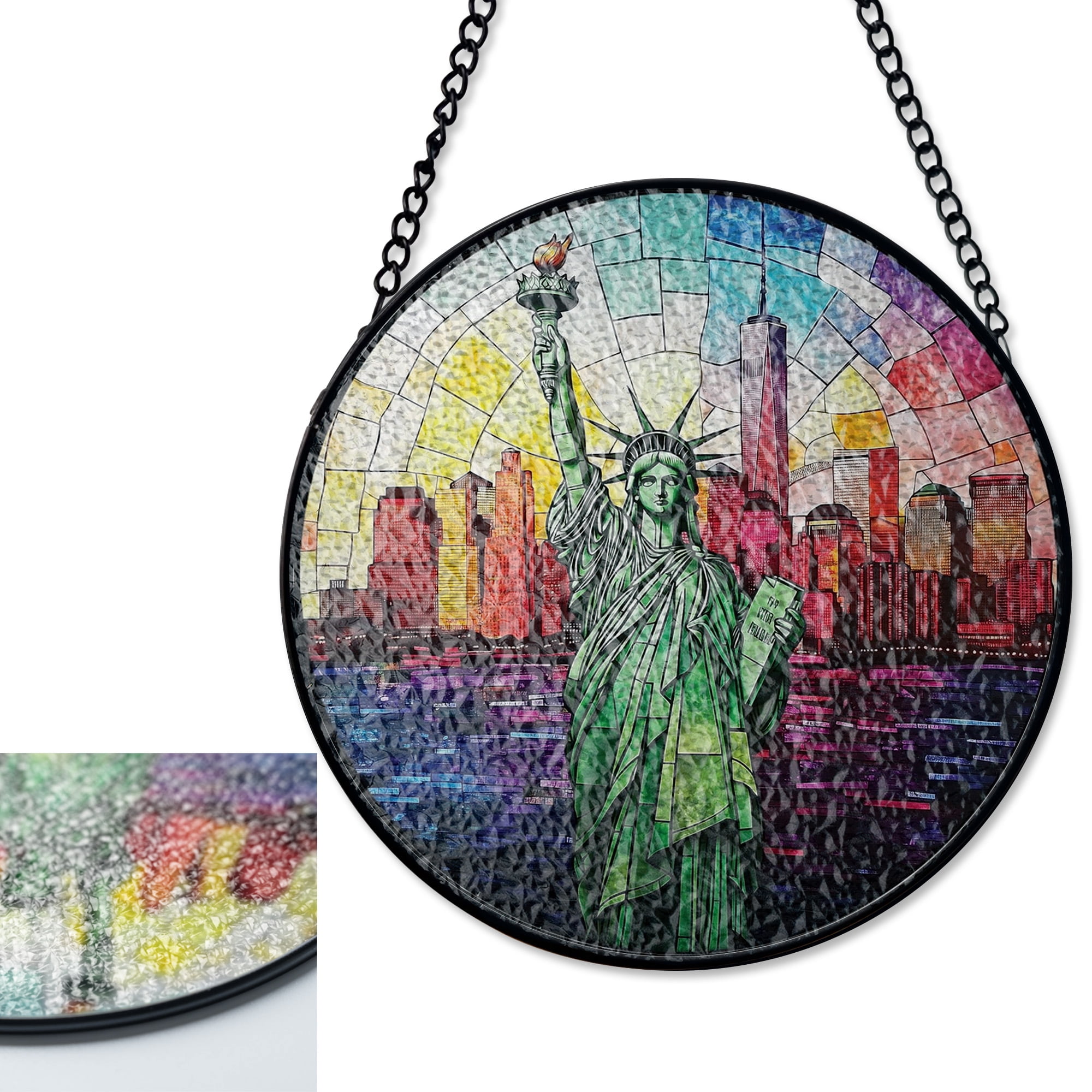 LV Gifts Statue of Liberty Sun Catcher, Stained Glass Style UV Printed ...