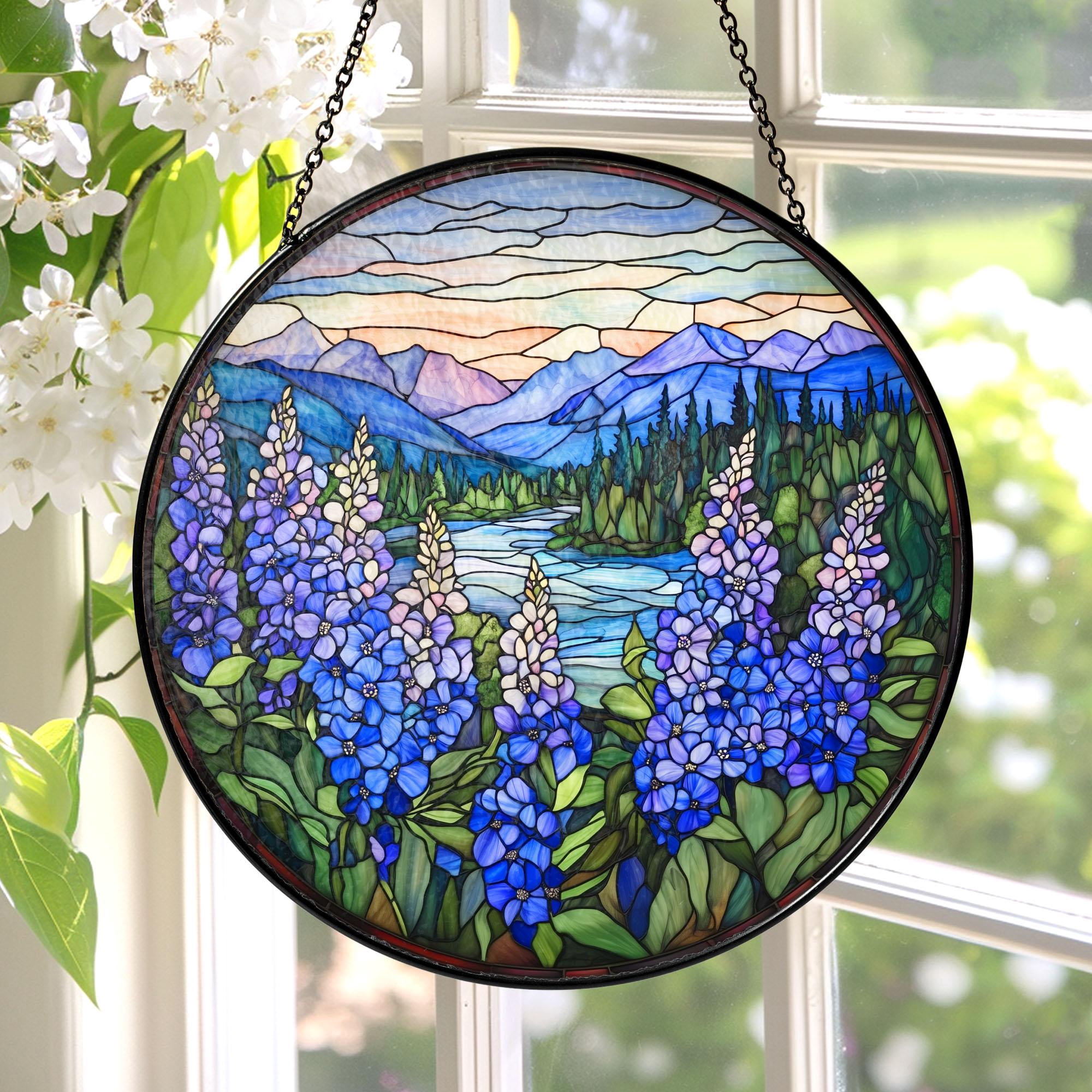 LV Gifts - Texas Bluebonnet Suncatcher, Blue Wildflower Stained Glass ...