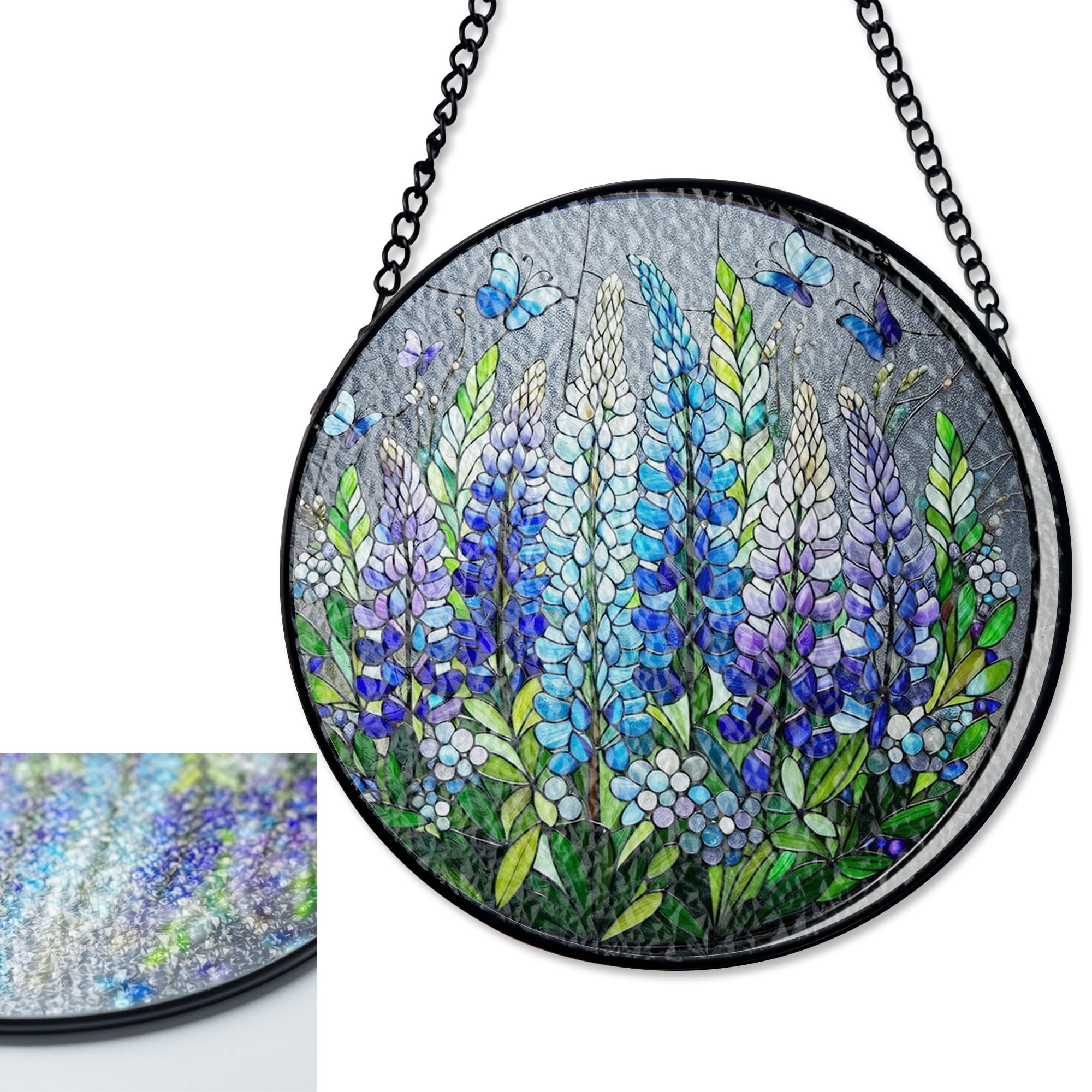 LV Gifts Texas Bluebonnet Wildflower Suncatcher, Stained Glass Style UV ...