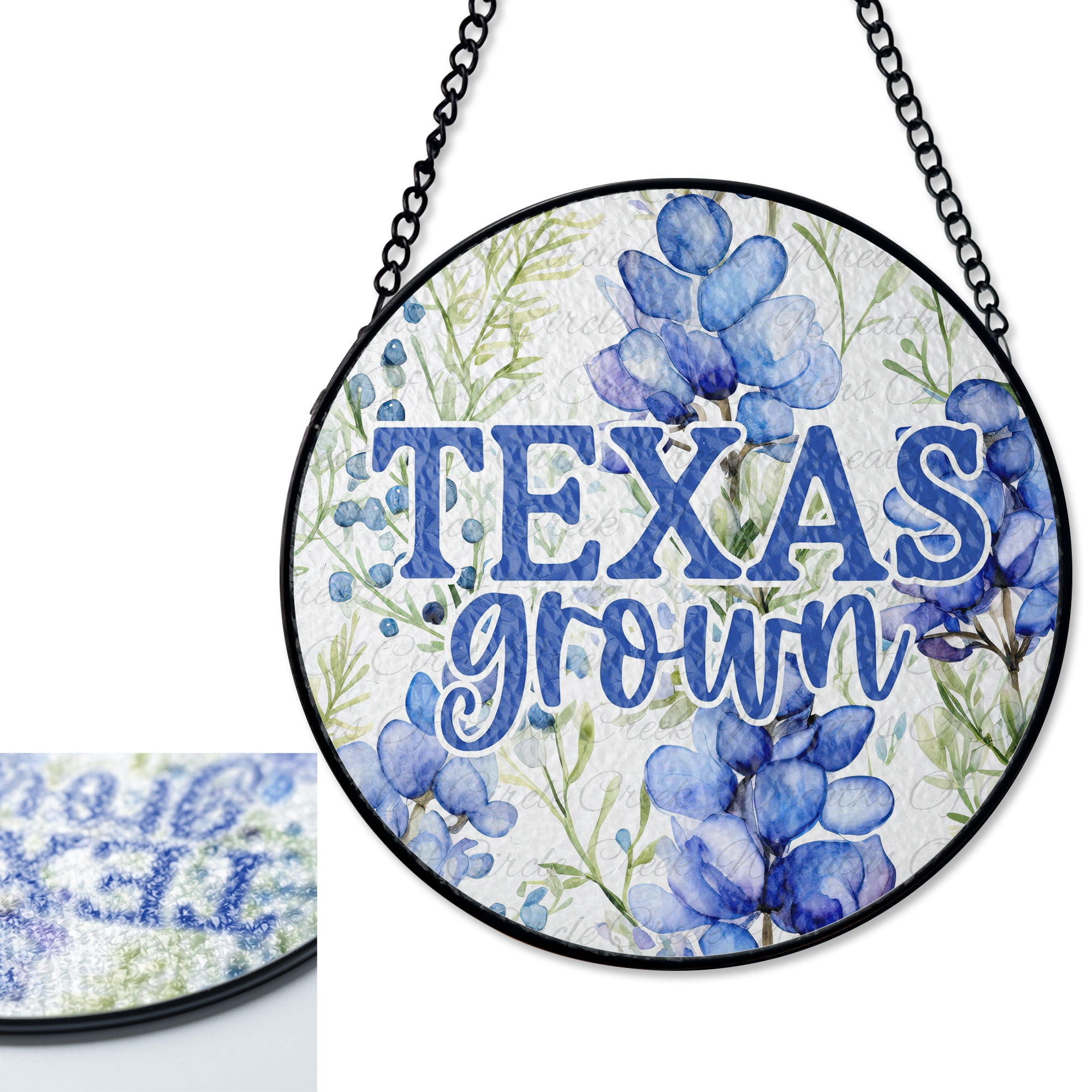 LV Gifts Texas Grown Bluebonnet Stained Glass Style Suncatcher, UV ...