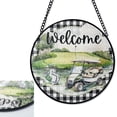 LV Gifts Welcome Golf Course Plaid Suncatcher Stained Glass Style ...