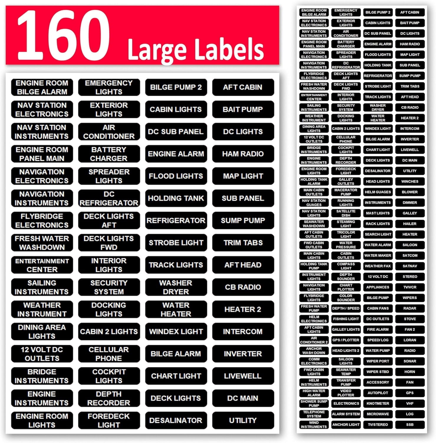 LV Large Marine AC DC Panel Directory Label Replacement Blue Sea 8030 ...
