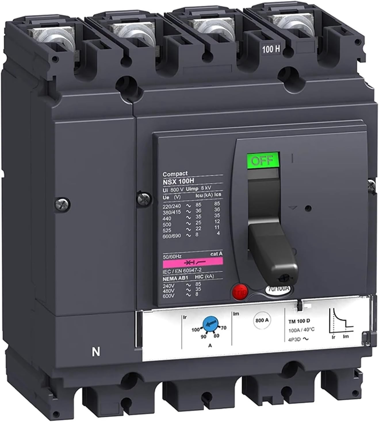 LV429682 MCCB NSX100H TMD 63A 4p3d 70kA Molded case Circuit Breaker ...