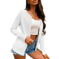 Lvcbl Womens Long Sleeve Button Down Crew Neck Classic Sweater Knit