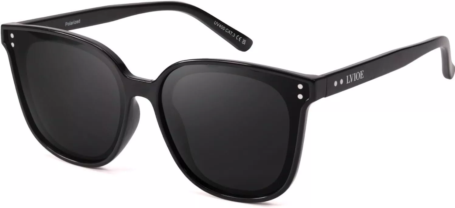 LVIOE Oversized Polarized Sunglasses for Women Trendy Large Cat Eye UV ...