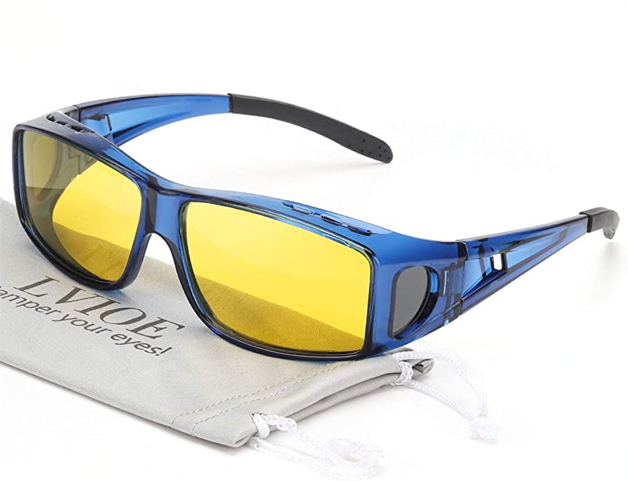 LVIOE Wrap Around Night-Vision Glasses, Fit Over Prescription Glasses ...