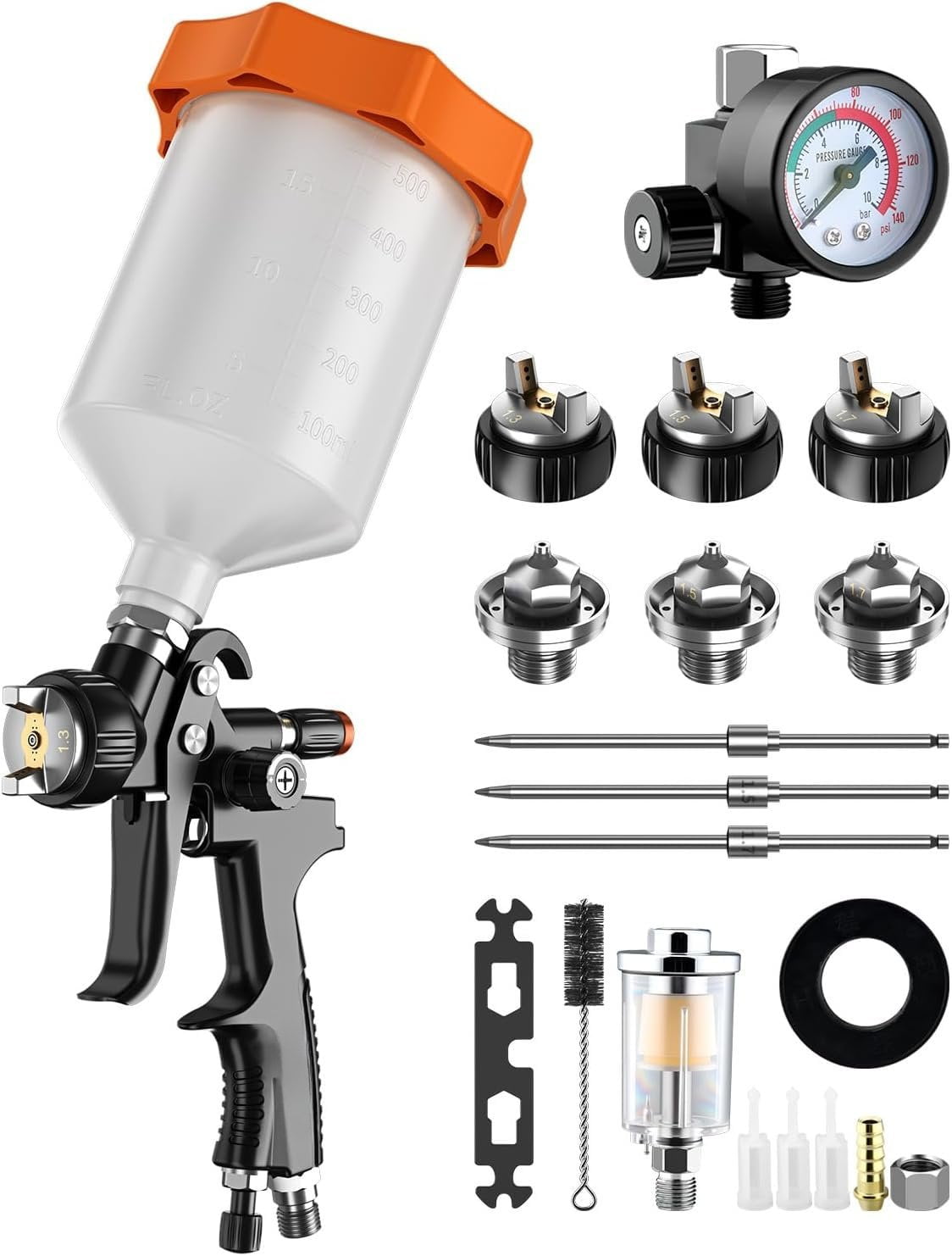 LVLP Air Sprayer for House Painting, Automotive Kit, 1.3/1.5/1.7mm High ...