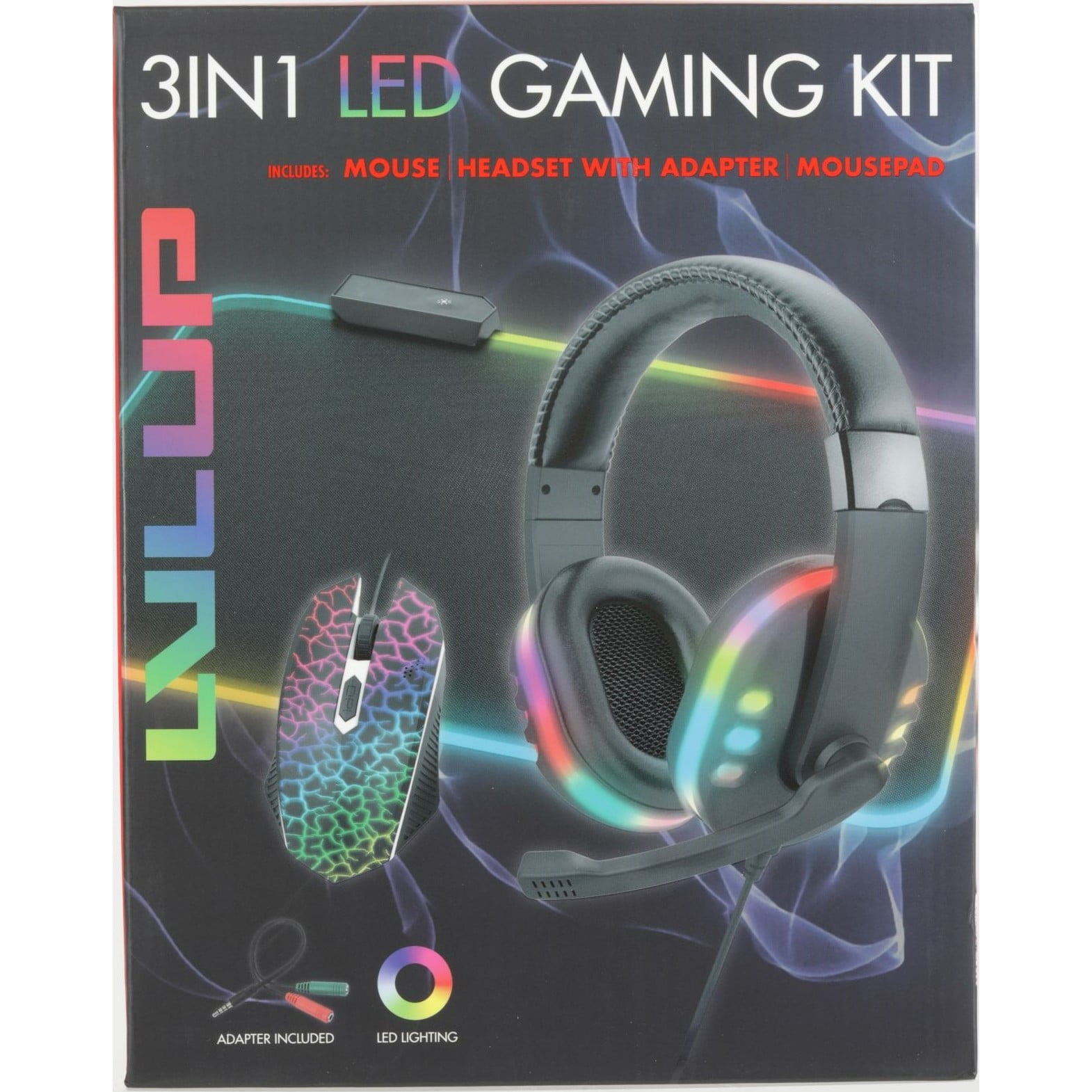 LVLUP 3 Piece Pro Gaming Kit with Light Up Mouse, Headset, and Mousepad ...