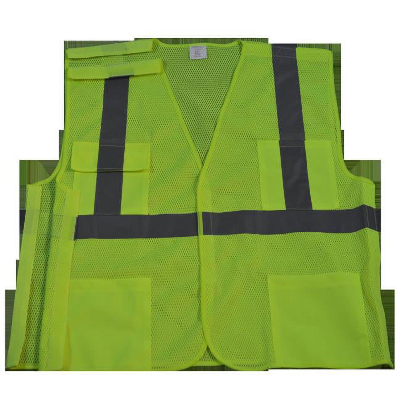 LVM2-5PB-L-XL Safety Vest Ansi Class Ii Lime Mesh 5-Point Break Away ...