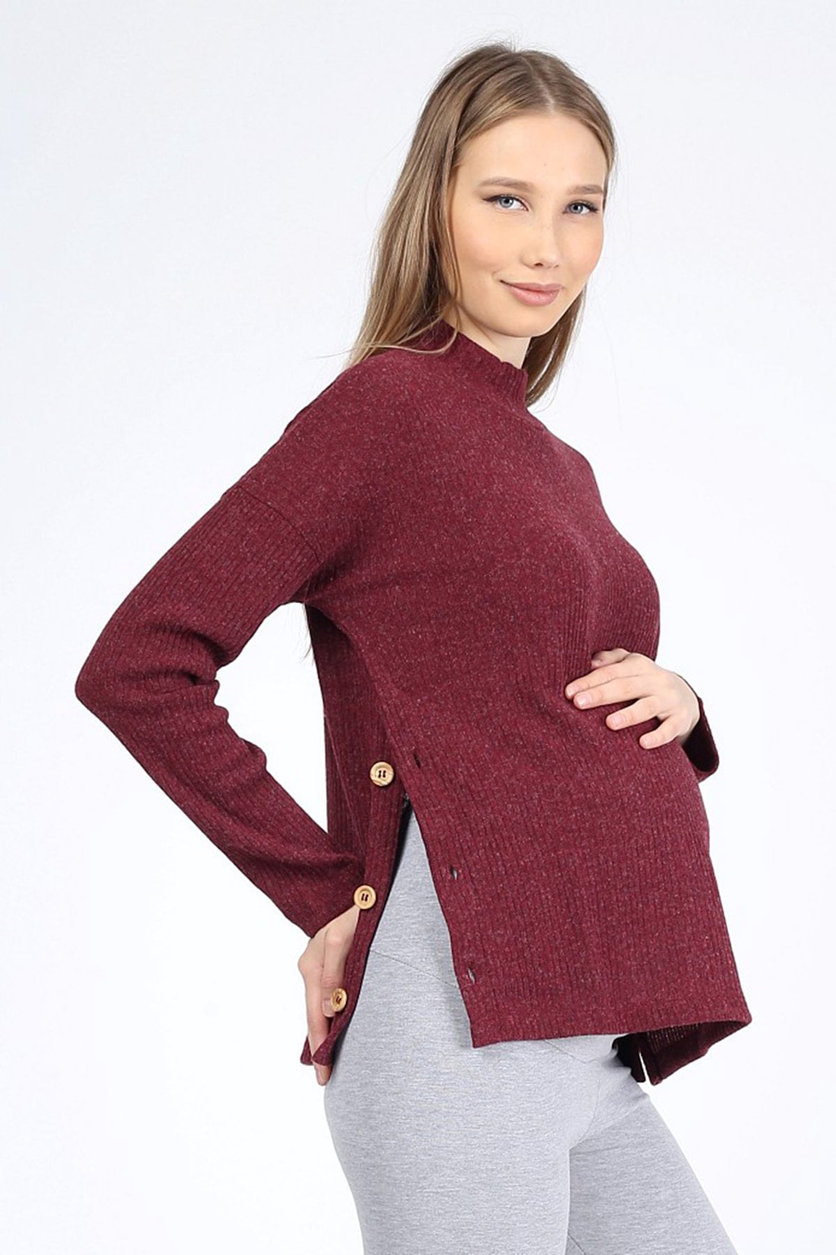 LVMA4220 - Side Button Maternity Nursing sweater - Walmart.com