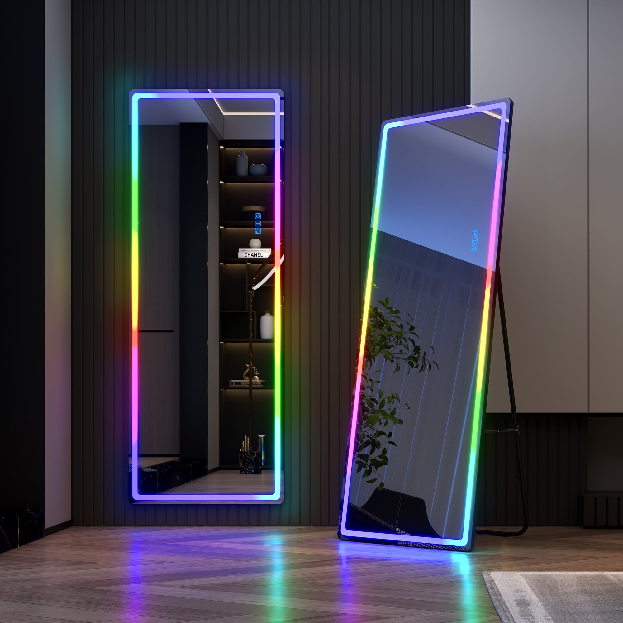 Free Shipping! LVSOMT 63"X22" RGB LED Black Mirror, Full-Length Body ...