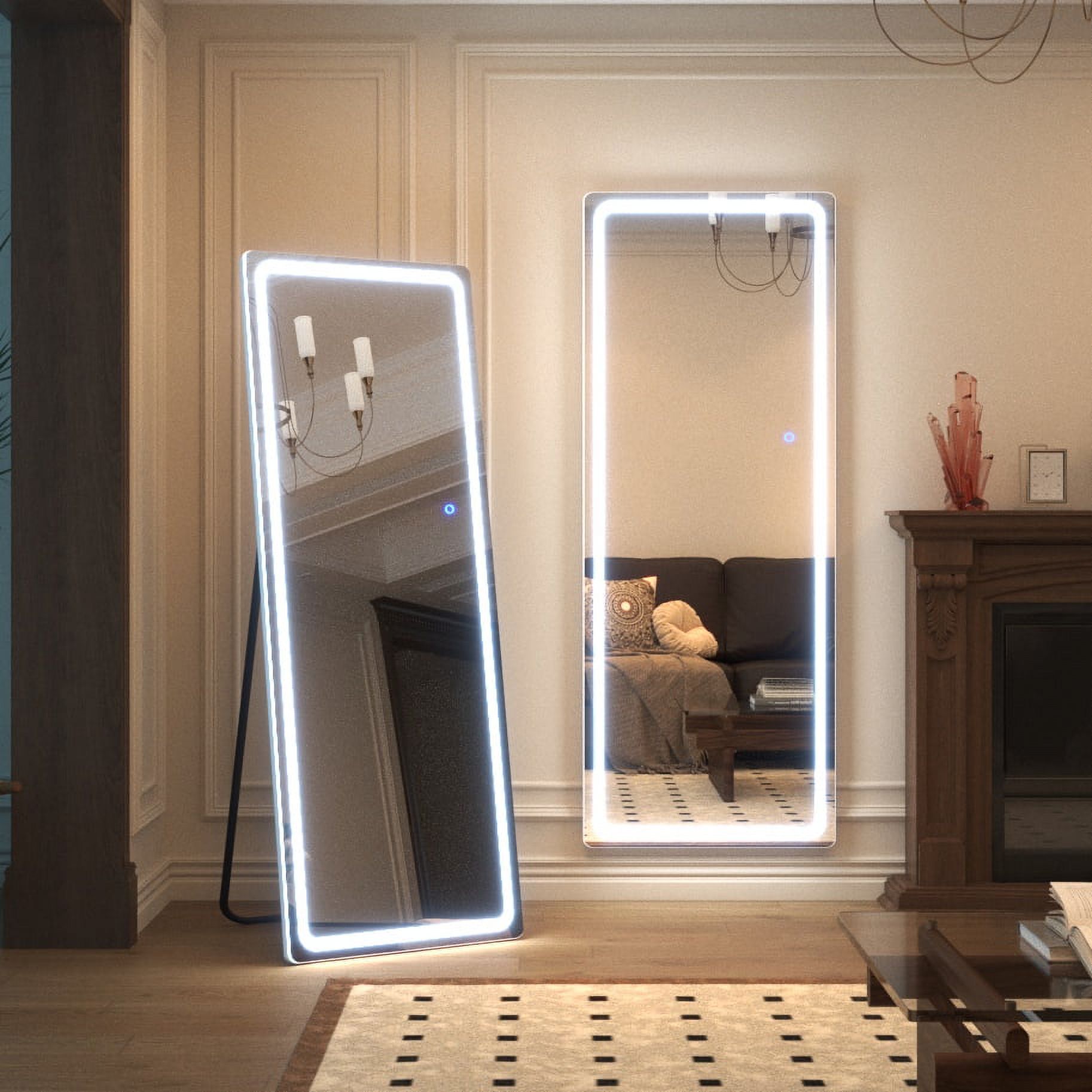LVSOMT 65"x22" Full-Length Mirror with LED Lights, Free Standing Floor ...