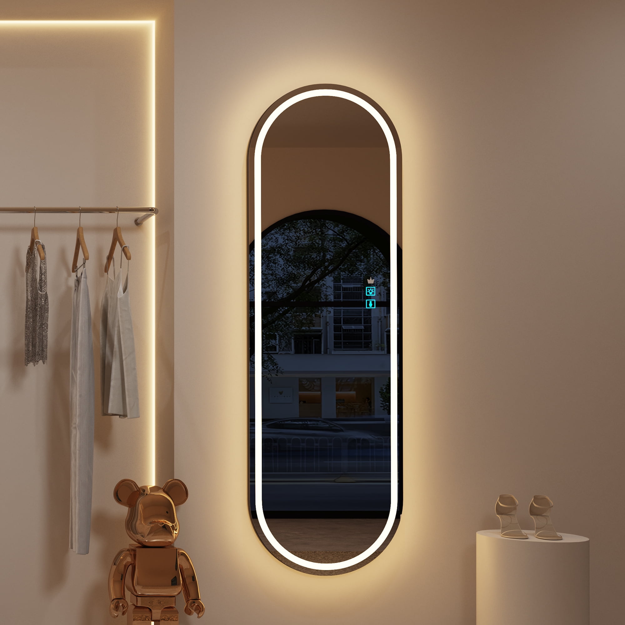 "LVSOMT 63""x20"" LED Full Length Mirror, Free Standing/Wall Mounted, 3 ...