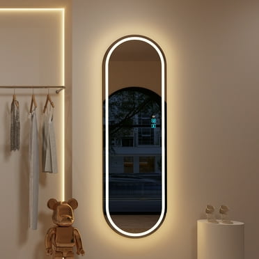 63"X 20" Full Length Mirror with Lights, Corner LED Floor Mirror ...