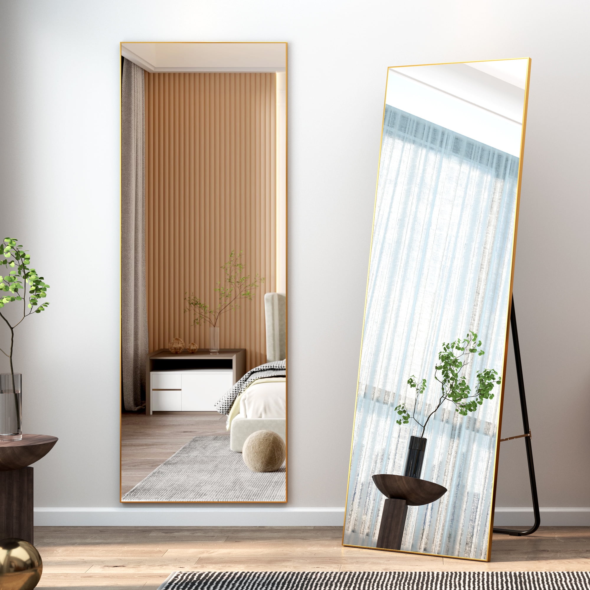 LVSOMT 65"x22" Full Length Floor Mirror, Free Standing Body Mirror ...