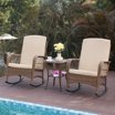 Costway 3 PCS Patio Rocker Set Outdoor Wicker Rocking Chairs with ...