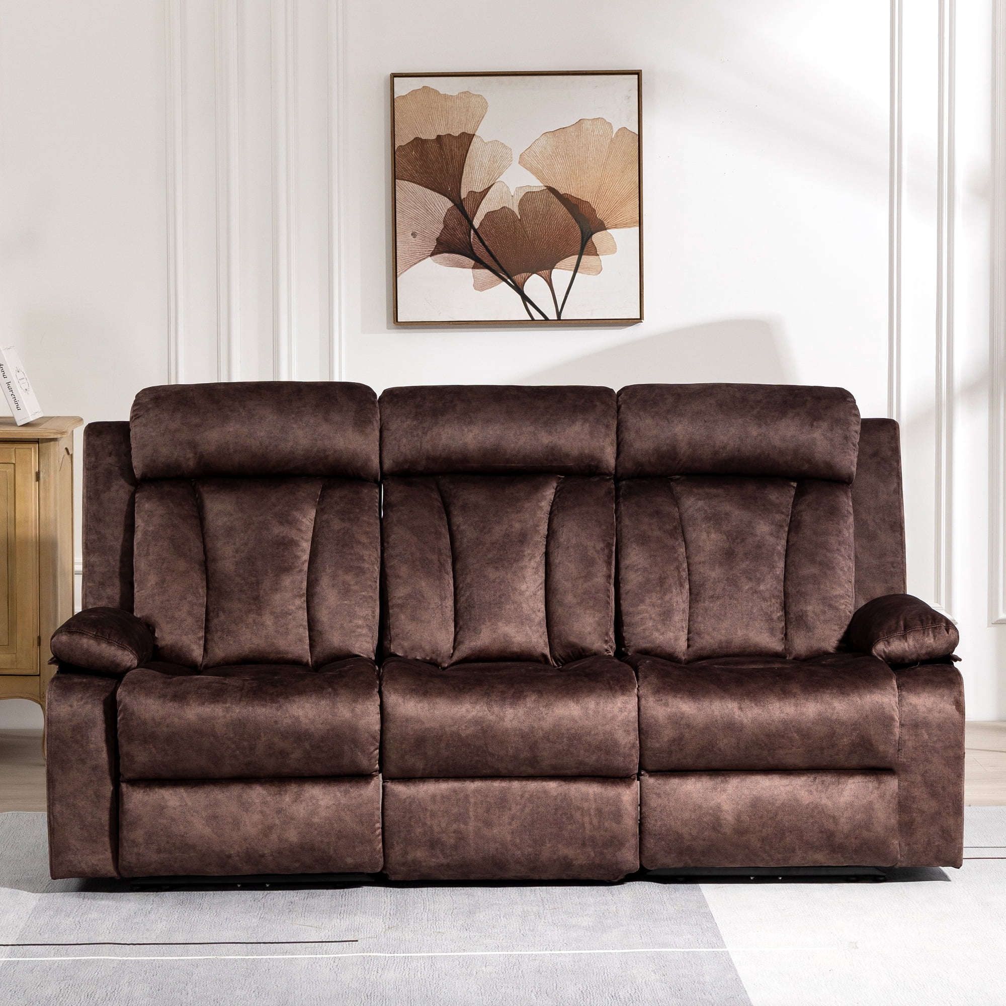 LVUYOYO 3-Seater Recliner Sofa, Power Reclining Sofa with Heat and ...