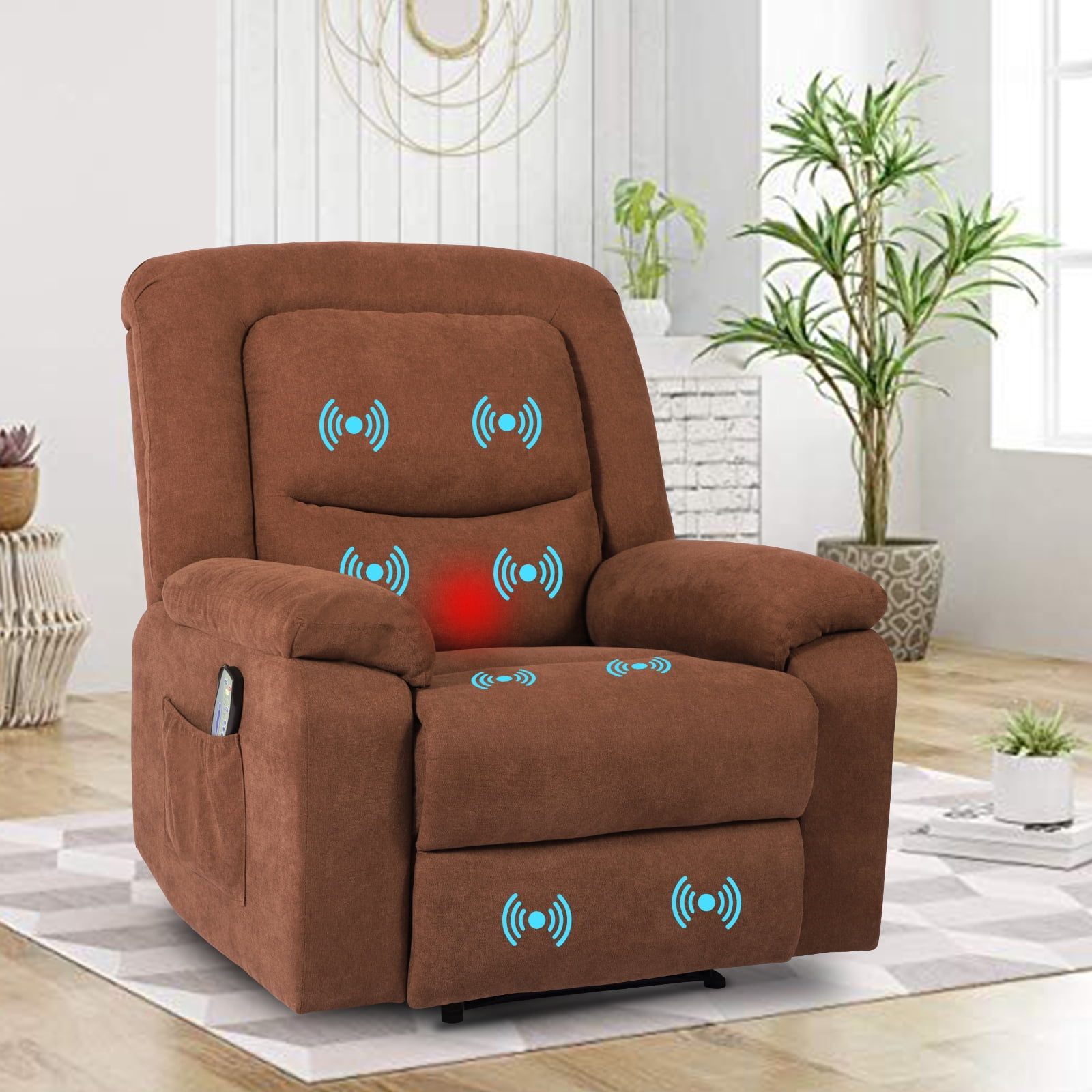 LVUYOYO Fabric Electric Recliner Chair, Massage Recliner with Heated ...