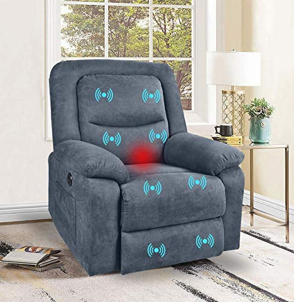 LVUYOYO Fabric Electric Recliner Chair, Massage Recliner with Heated ...