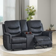 YODOLLA Manual Reclining Loveseat with Cup Holders&Side Pockets, PU ...