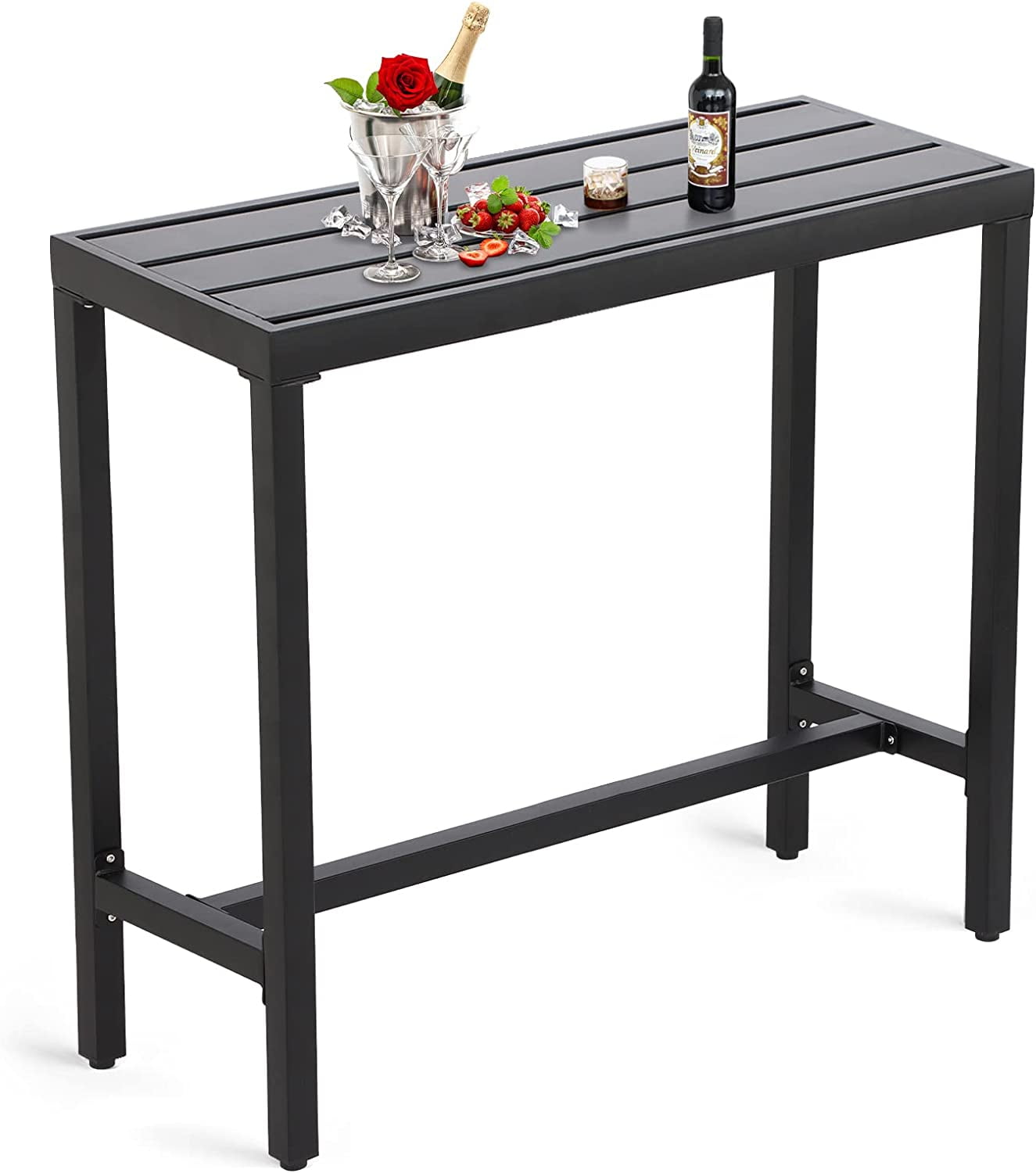 "LVUYOYO High Top Outdoor Dining Table, Adjustable Metal Patio Counter ...