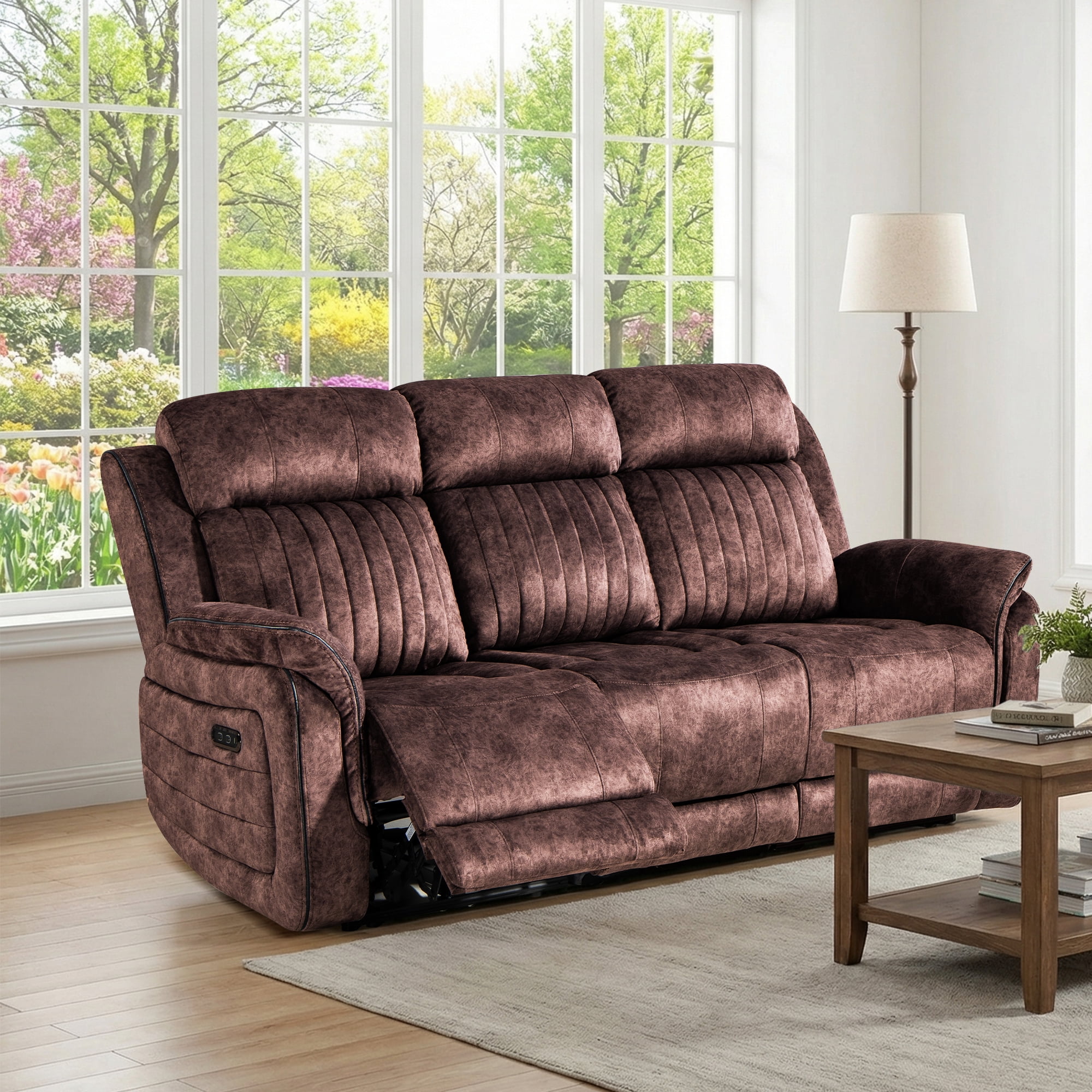 LVUYOYO Power Reclining Sofa, 3-Seater Electric Recliner Sofa with Zero ...