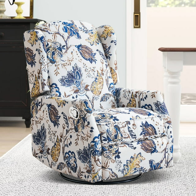 Mid-Century Modern Swivel Rocker Recliner - Manual Glider Single Sofa ...