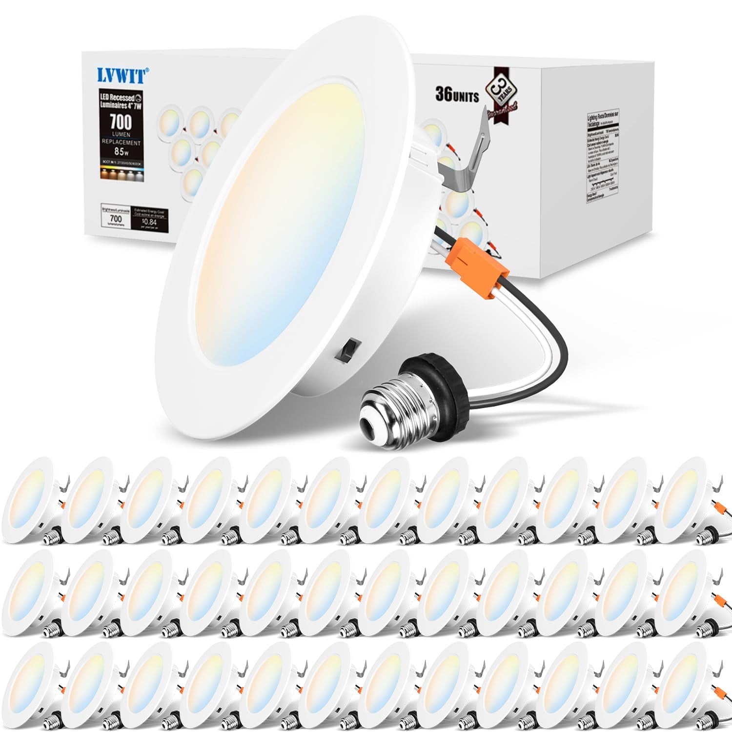 LVWIT 4 inch LED Recessed Lighting, Slim Can Lights with White Cover, 5CCT Color Selectable ...