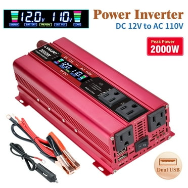 LVYUAN 500 Watt Pure Sine Wave Power Inverter 12V to 110V/120V DC to AC Converter with Dual ...