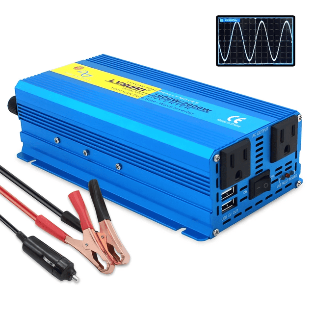 LVYUAN 1000 Watts Pure Sine Wave Power Inverter 24V to 110V Converter with 2USB Ports and 2AC ...
