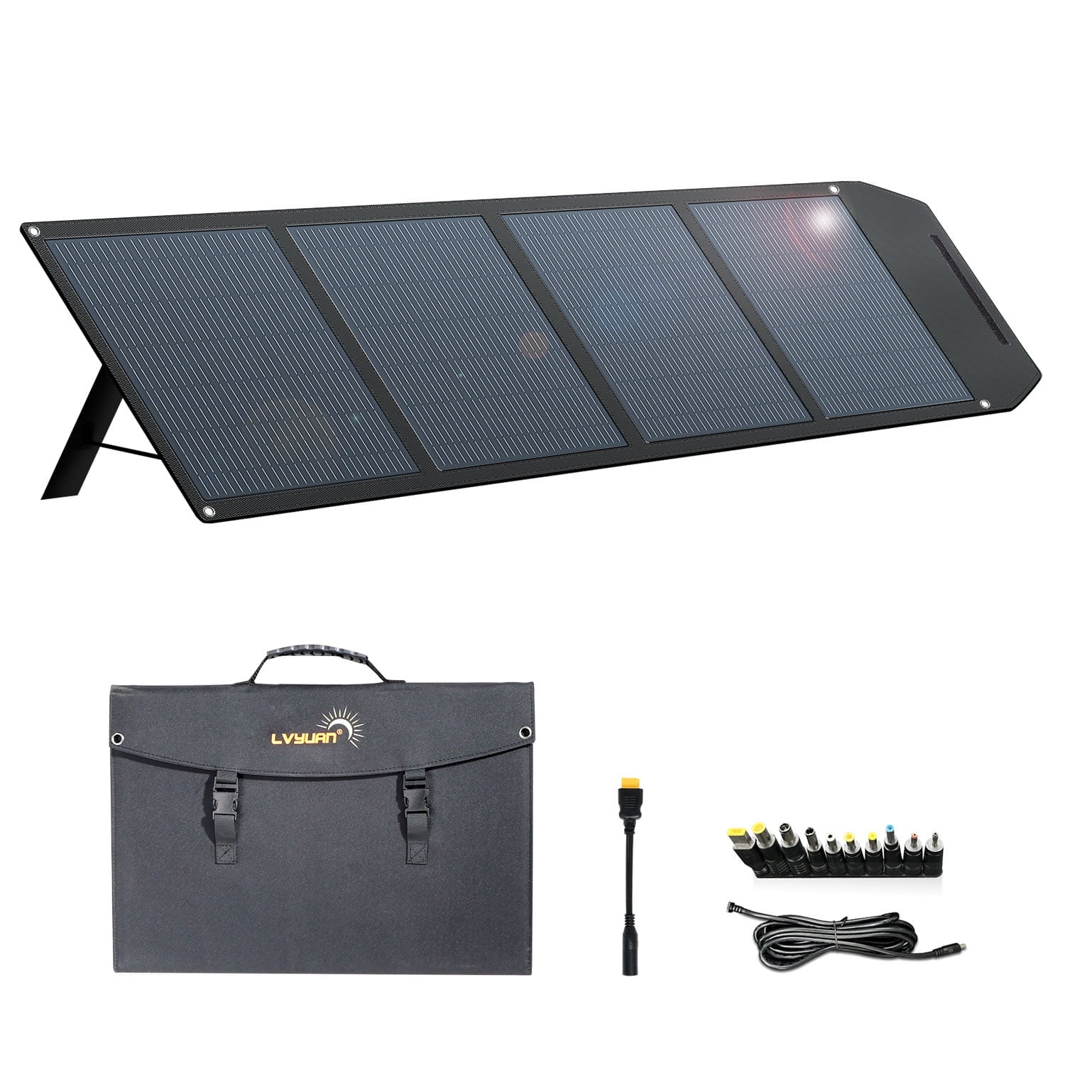 LVYUAN 120 Watt Portable Solar Panel for Power Station, Foldable Solar Charger with Adjustable ...