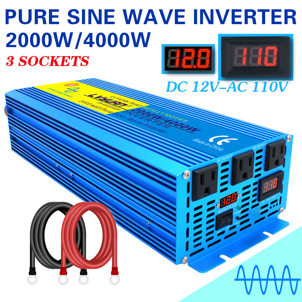 LVYUAN 8000 Watts Peak 4000 Watts Pure Sine Wave Power Inverter DC 12V ...