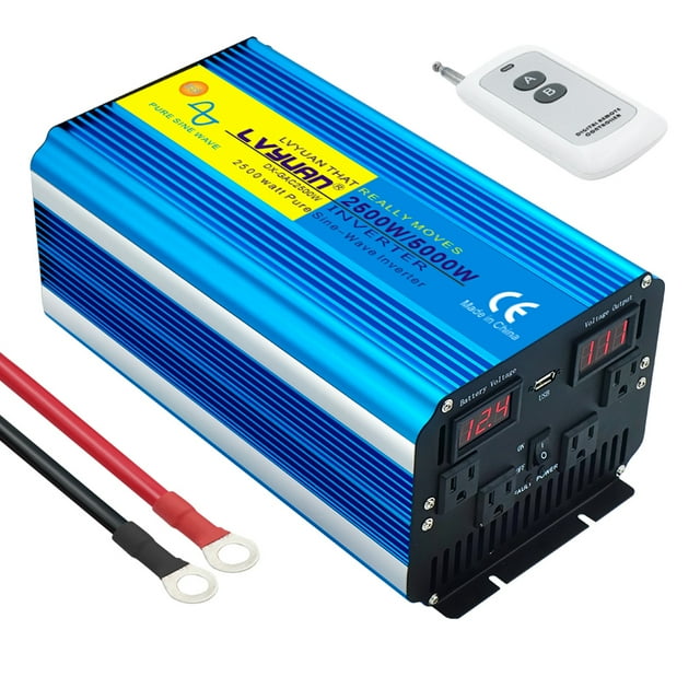Free Shipping! LVYUAN 2500 Watts Pure Sine Wave Power Inverter DC 12V to AC 110V 120V Car RV ...