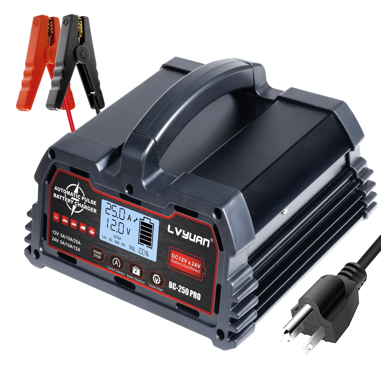 LVYUAN 25A 12V/24V Automotive Battery Charger Float & Trickle Battery ...