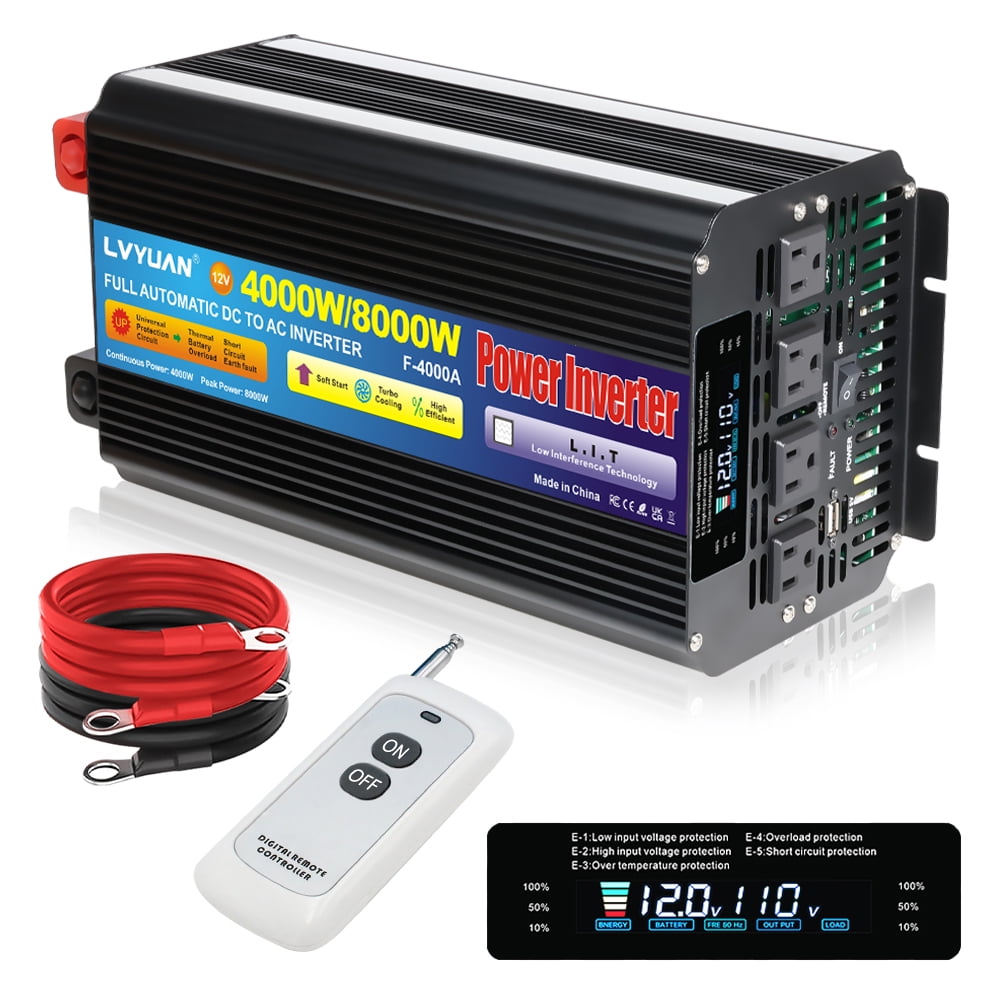 4000W 8000W Modified Sine Wave Power Inverter DC 12V to AC 110V ...